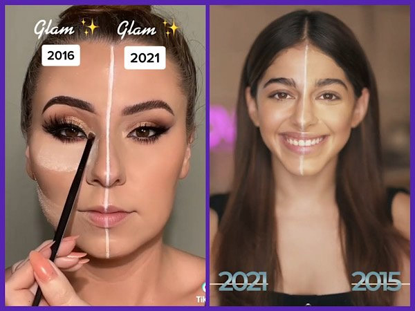 2016 Vs 2021 makeup challenge वीडियोज से जानें कि समय के साथ कैसे बदला ...