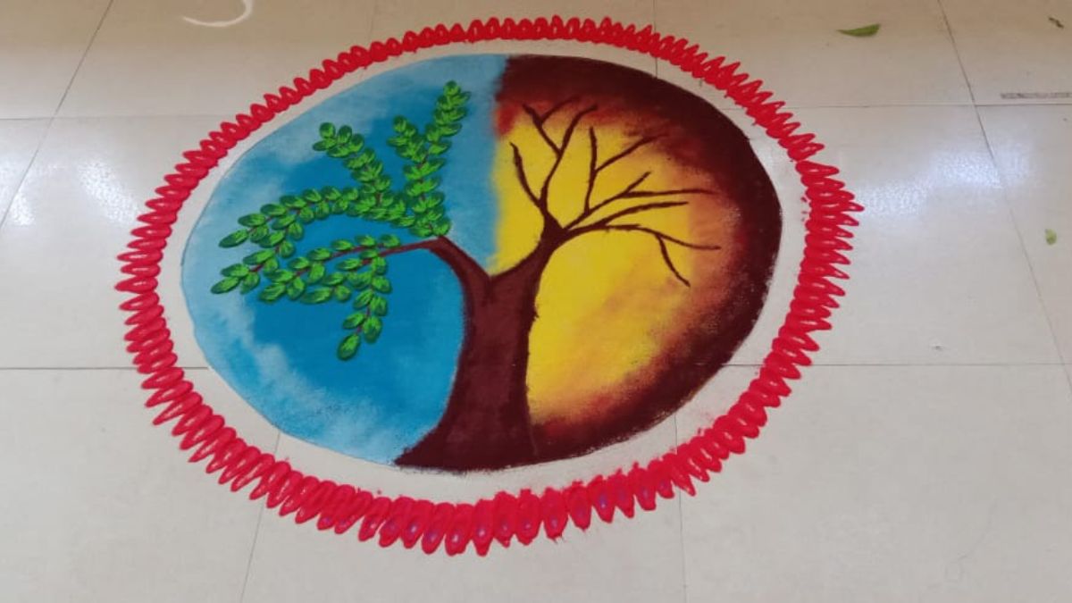 Environment Day Rangoli : इन रंगोली डिजाइन से दें पर्यावरण बचाओ का ...